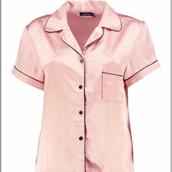 Boohoo | Intimates & Sleepwear | Boohoo Satin Rose Gold Pajama Set ...